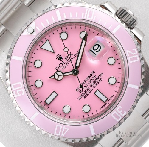 Rolex Submariner 116610 Steel 40mm-Custom Pink Ceramic Bezel & Pink ...