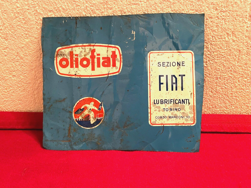 OLIO FIAT LUBRIFICANTI RITAGLIO LATTA LATTINA BIDONE LOGO SIGLA EMBLEMA ...