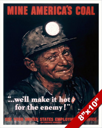 NORMAN ROCKWELL COAL MINER WWII PROPAGANDA POSTER PAINTING REAL CANVAS ...