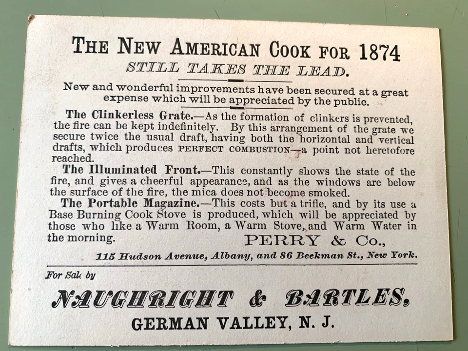 1874 New American Stove Trade Card - Naughright & Bartles - German ...