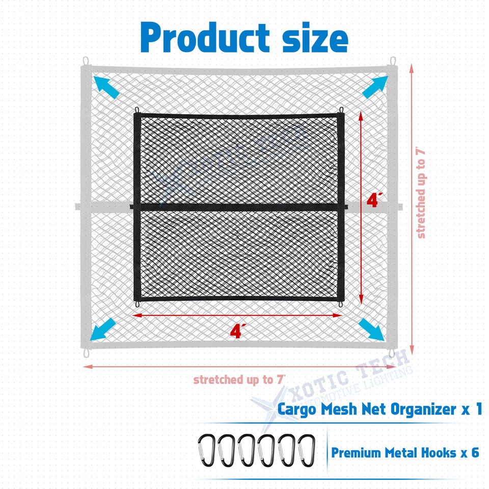 Truck Bed Bungee Cargo Net Stretchable Mesh Organizer for Camping Trip ...