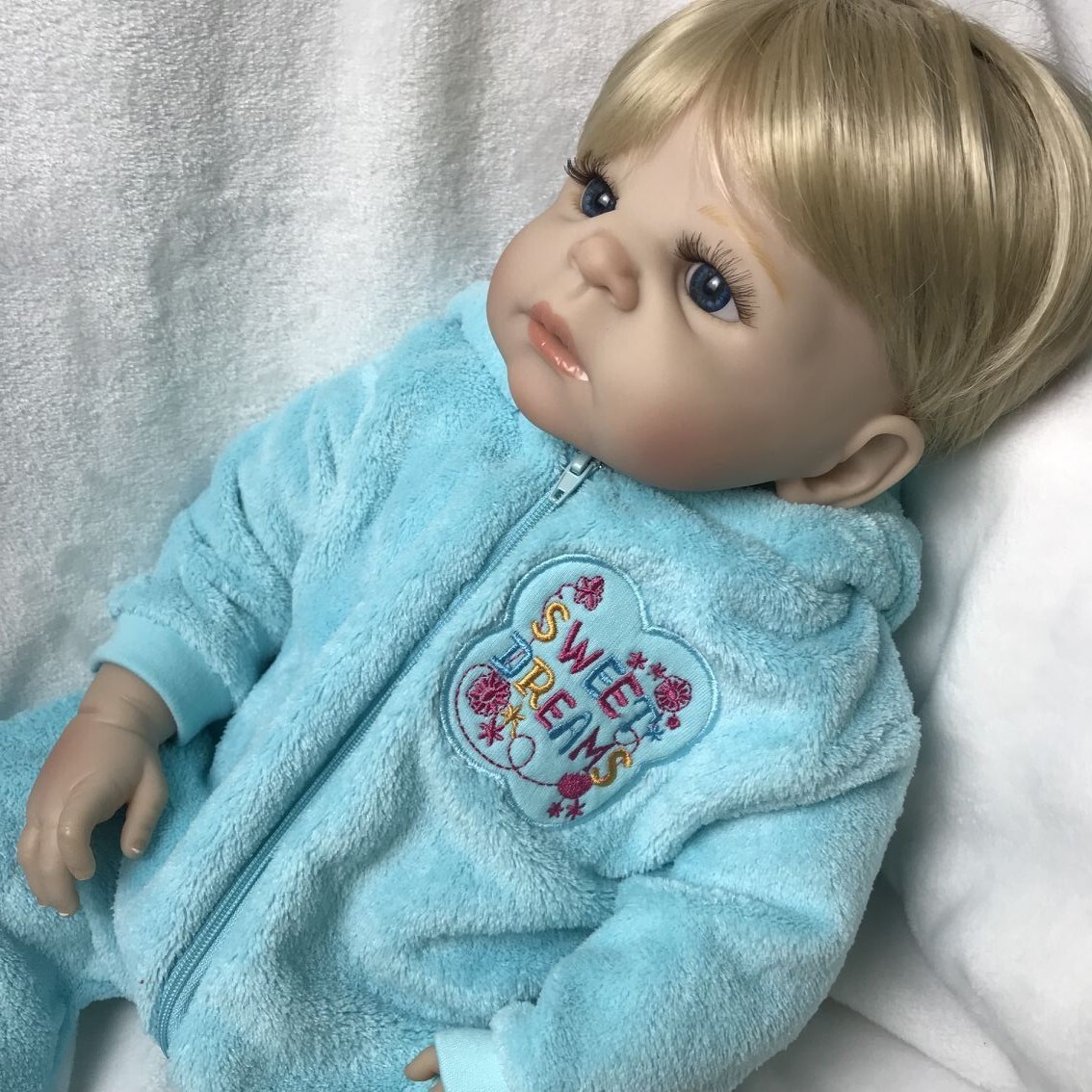 22" Handmade Vinyl Silicone Reborn Baby Dolls Lifelike Newborn Sleeping ...