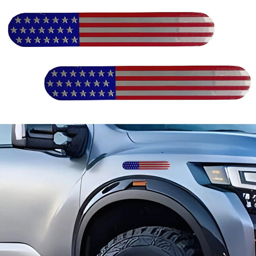 2pcs 3D American Flag Emblem Metal Car Sticker Side Fender Badge ...