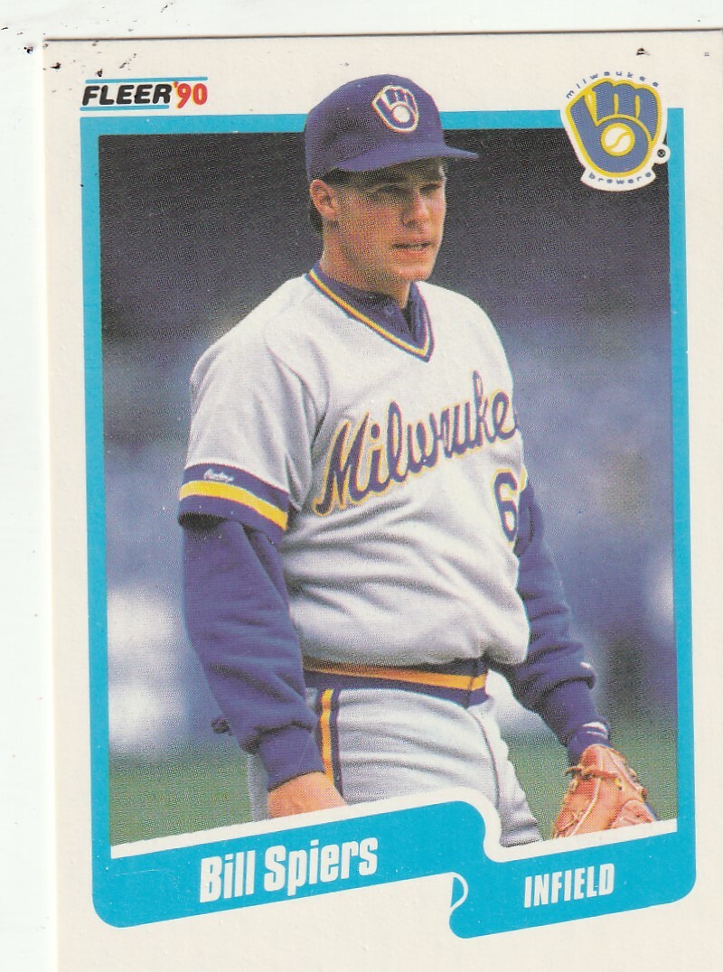 FREE SHIPPING-MINT-1990 Fleer Bill Spiers #337 BREWERS PLUS BONUS CARDS ...