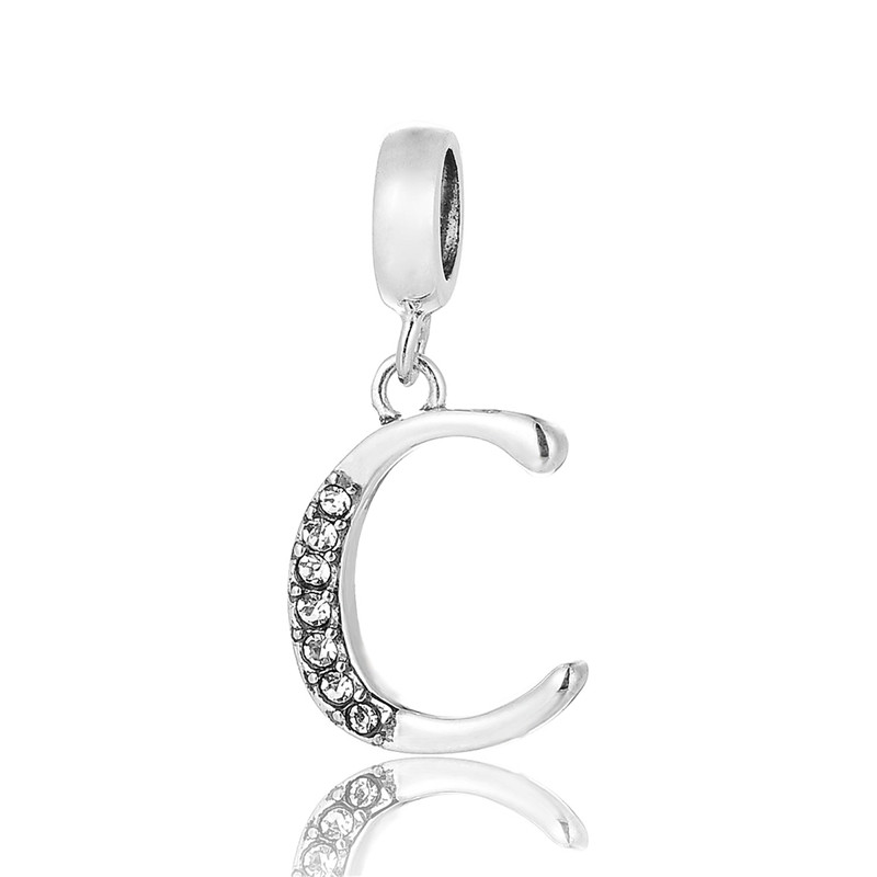 Letter 'C' Initial Pendant Charm, SILVER Jewellery, Alphabet Charms for ...