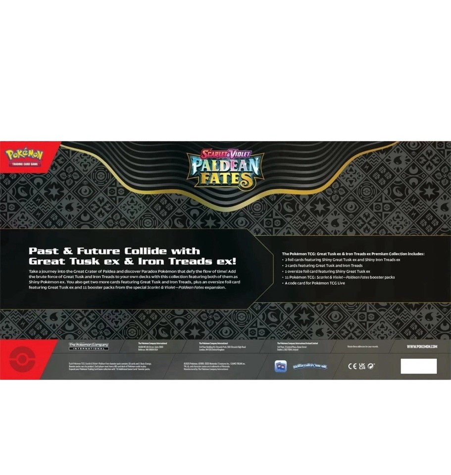 PRESALE Pokemon TCG Paldean Fates Great Tusk Iron Threads Ex Premium ...