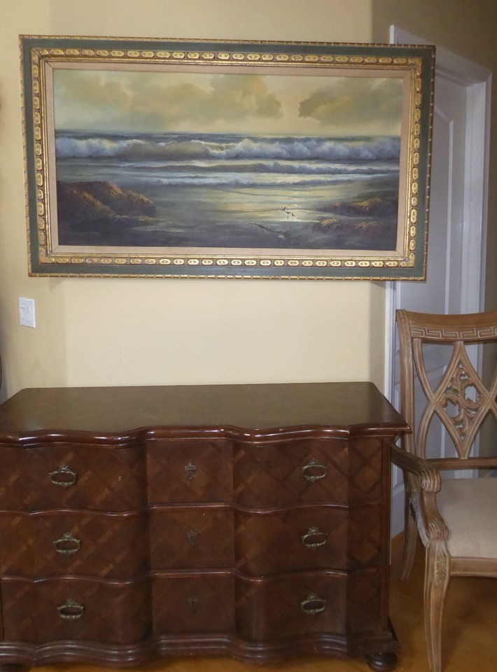 Vintage Oil on Canvas Painting Picture Ocean Wave by Beverly Carrick | eBay