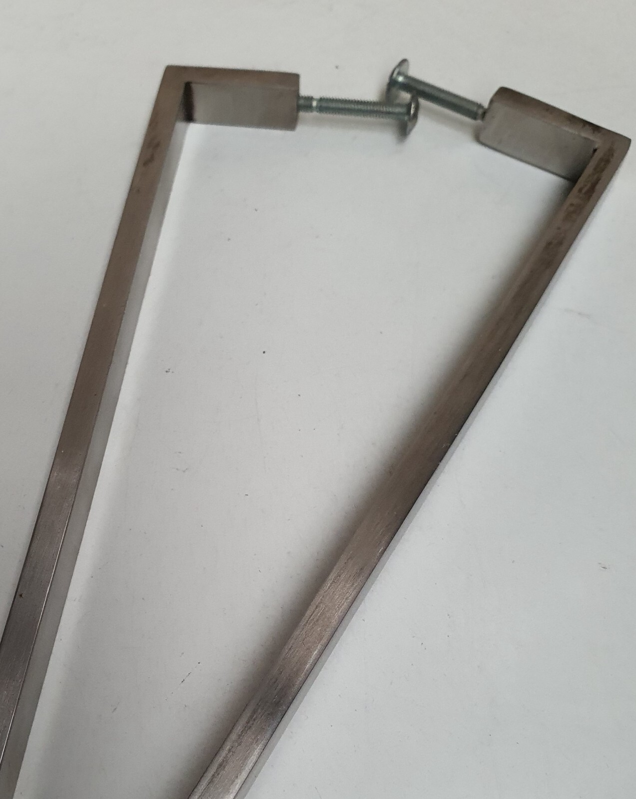 Used Brushed Steel Right Angle Cabinet / Drawer Handle 30cm Long 1.2cm ...