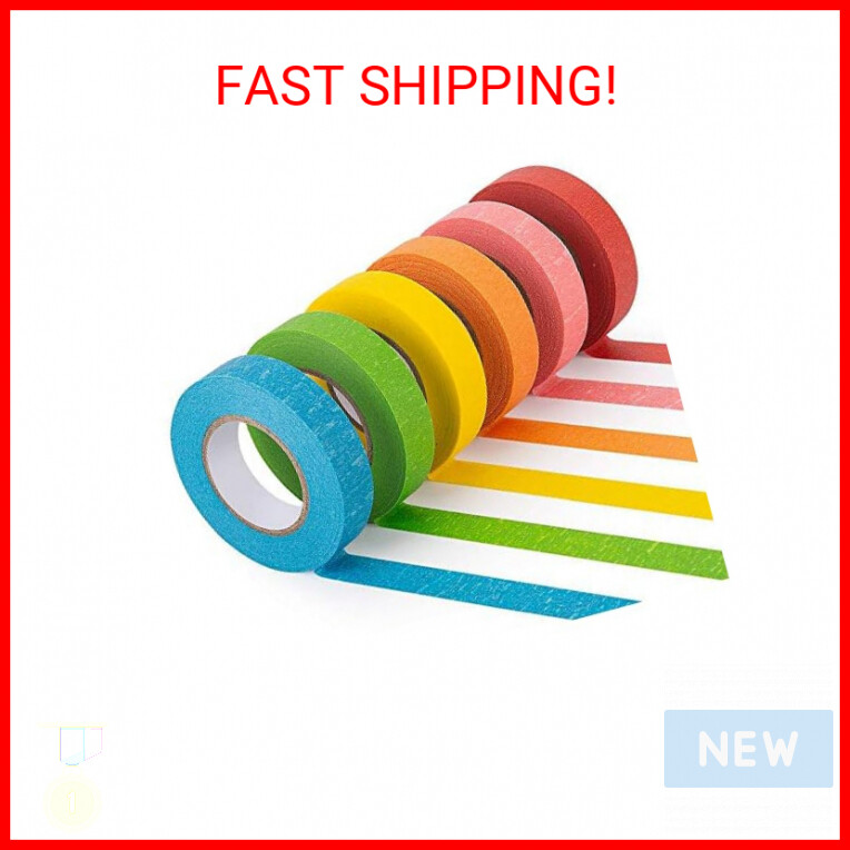 Colored Masking Tape, 6 Rolls of 21.87 Yards×0.59 Inch Crafts Labeling ...