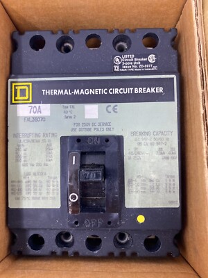 Square D FLA36070 70A 3-P 3-PH 240V Frame F Molded Case Circuit Breaker ...