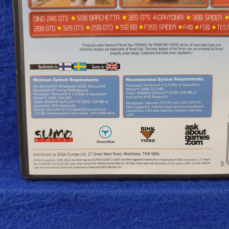 pc OUTRUN 2006 Coast 2 Coast PAL UK Version REGION FREE PC DVD-ROM | eBay