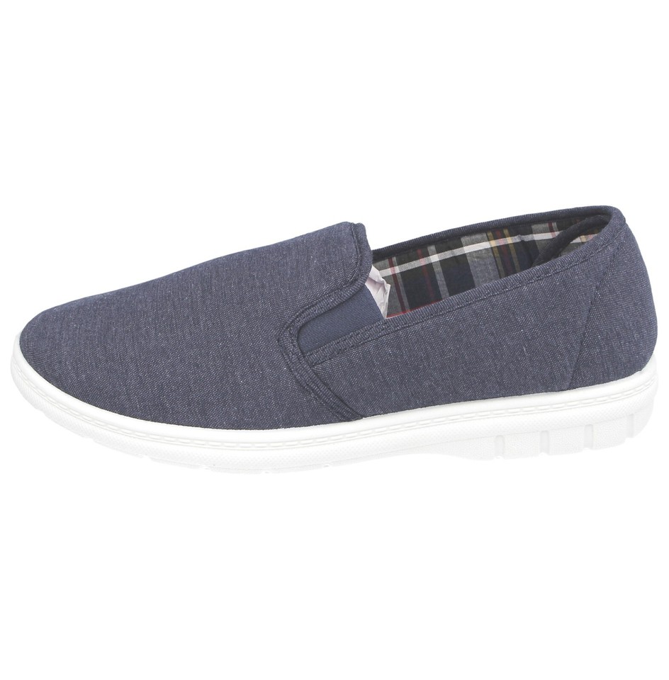 Mens Charles Southwell Extra Wide Fit Canvas Slip On Touch Close Pumps ...