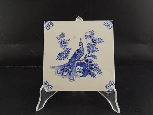 Authentic Delft Blue Peacock Porcelain Tile | eBay