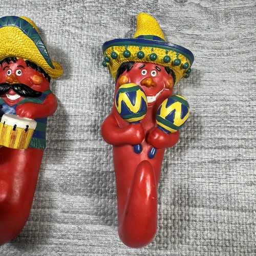 3 Vintage 1990s Kitschy Mexican Red Chili Peppers Wall Decor Mariachi ...