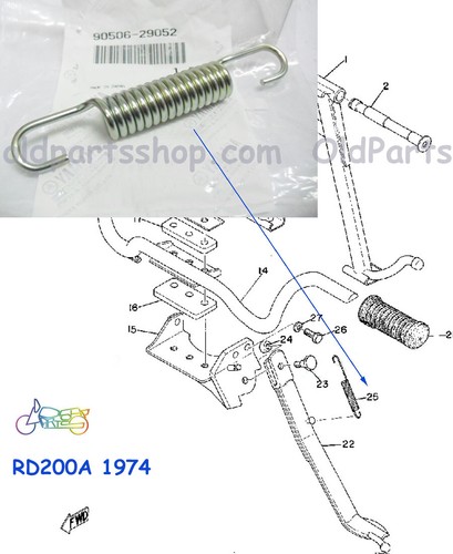 Yamaha YG1 YAS3 RD125 RD200 CS5 YCS1 JT1 LB80 Side Stand Spring NOS ...