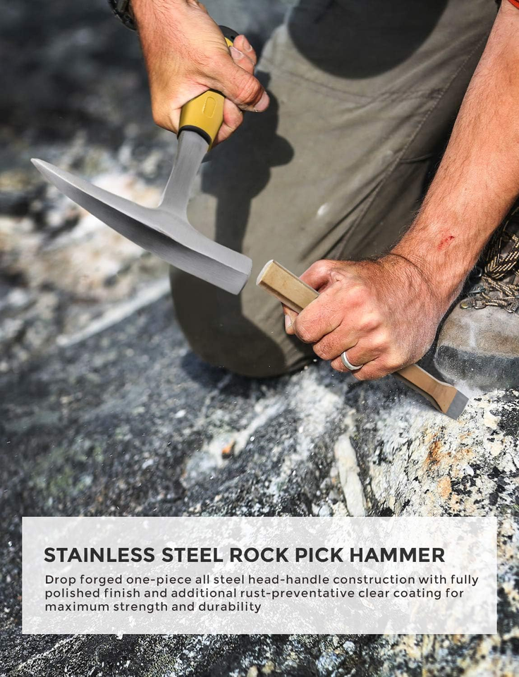 Geology Rock Pick Hammer Kit Digging Chisels Set For Hounding And Gold ...