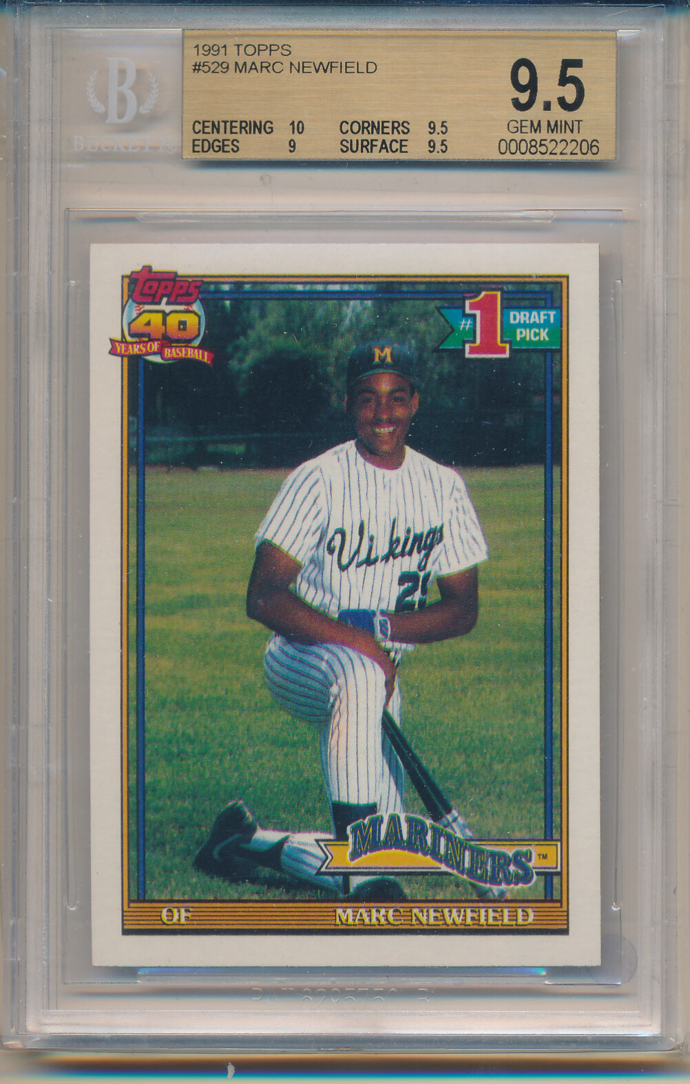 1991 Topps Marc Newfield (Rookie Card) (#529) (Population of 1) BGS9.5 ...