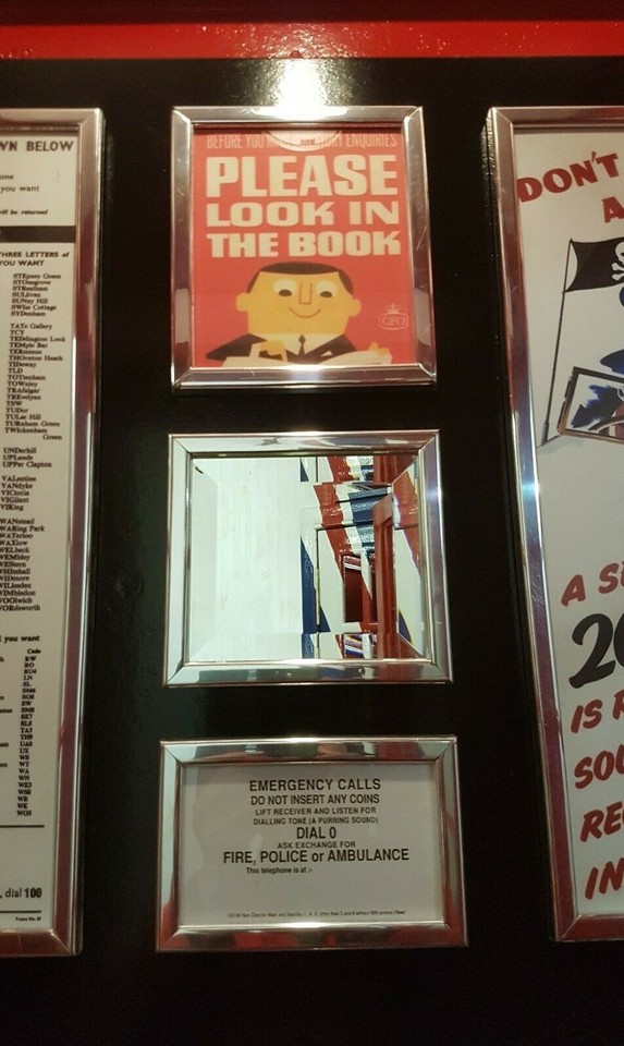 RED TELEPHONE BOX INTERIOR NOTICE SET STYLED ON CLASSIC JUBILEE BOOTH ...