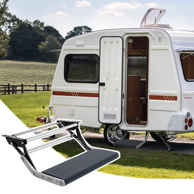RV Camper Step Compact One-Hand Expand/Collapse RV Stairs Folding ...