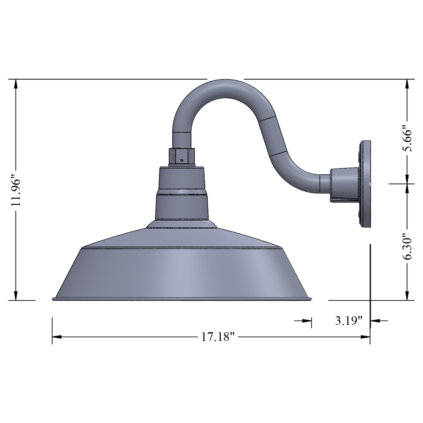 14-inch Industrial RLM Gooseneck Barn Light Fixture - 10 in. Long ...