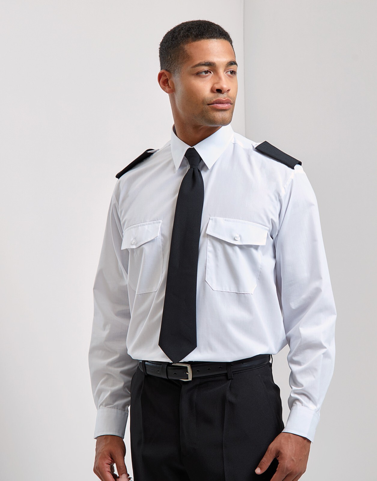 Mens Shirt Long Sleeve Pilot Police Security Guard Doorman Workwear ...