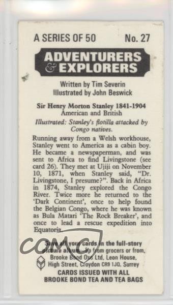 1973 Brooke Bond Adventurers & Explorers Sir Henry Morton Stanley #27 ...