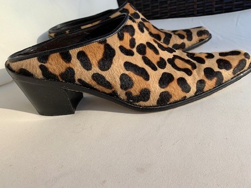 Stuart Weisman Cuir noir Leopard mule shoes for women | eBay
