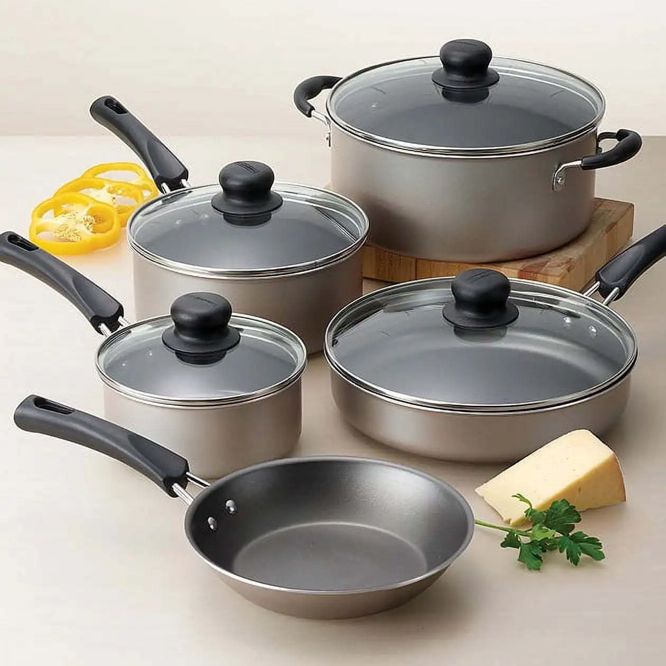 -Piece All-Round Non-Stick Cookware Champagne Set Lightweight but ...