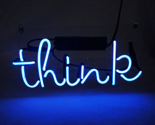 Think Neon Sign Light Studio Room Wall Hanging Handcraft Real Glass ...