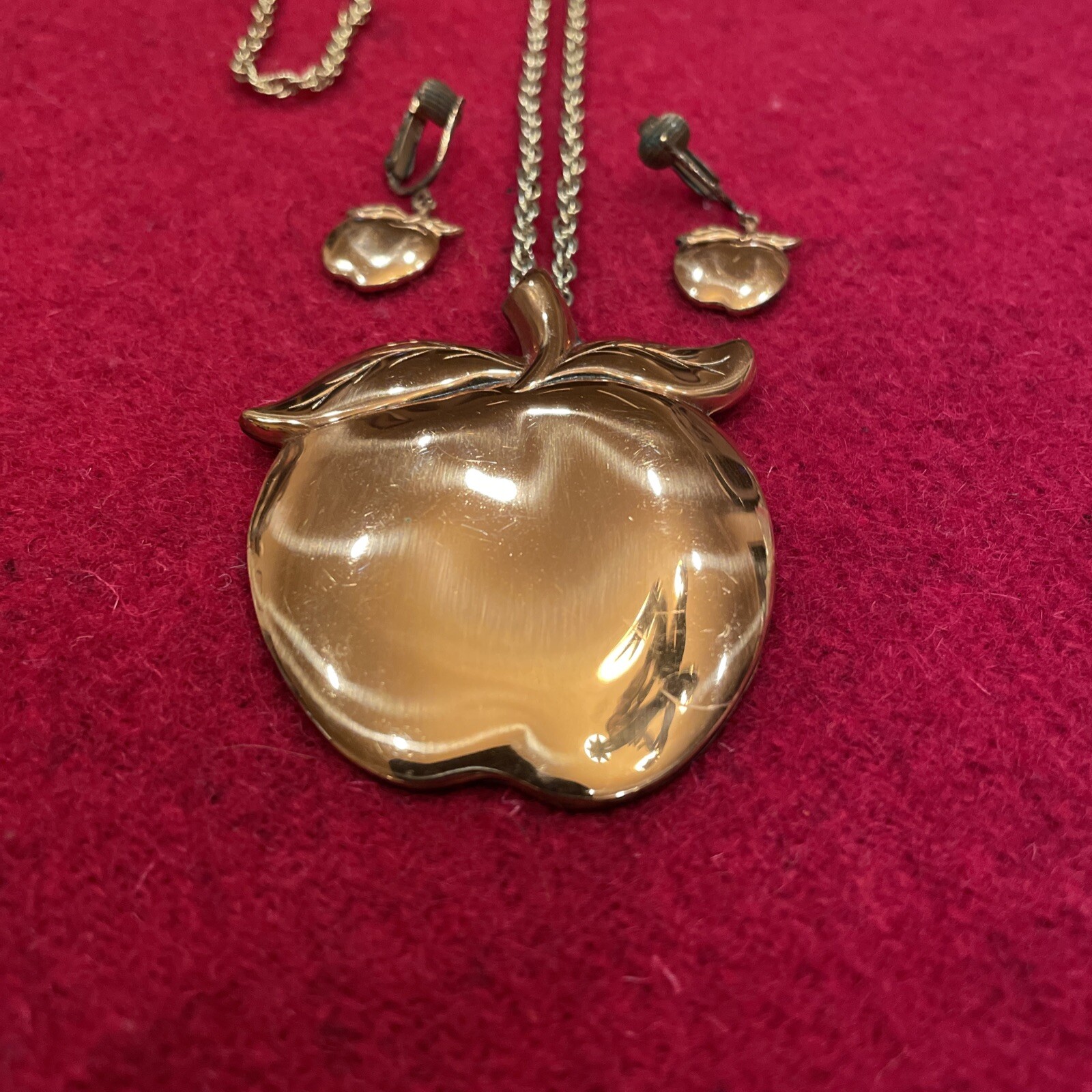 Vintage Solid Copper Apple Shaped Clip Earrings And 2… - Gem