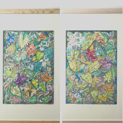 LISTED ARTIST $2500 Original Diptych Paintings Pastel Flowers Robert ...
