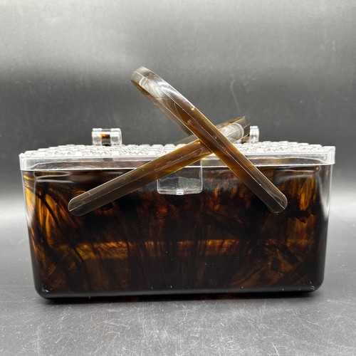 Vntg MCM Faux Tortoise Shell Amber Acrylic Handle Purse Plastic ...