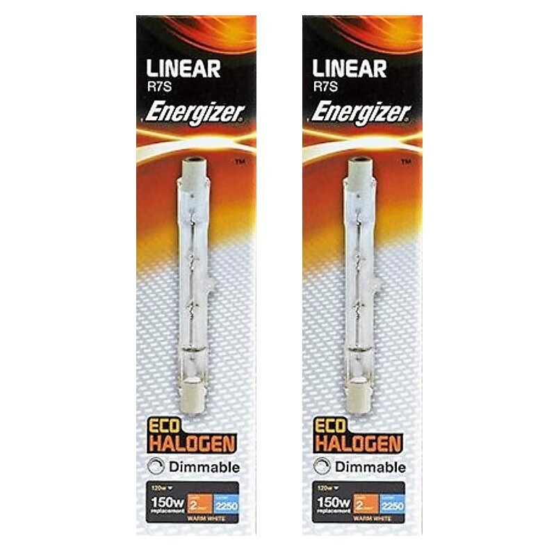 2 x Energizer LINEAR ( 150 W ) 78mm R7s 2250 Lumens Halogen Bulb 240V ...