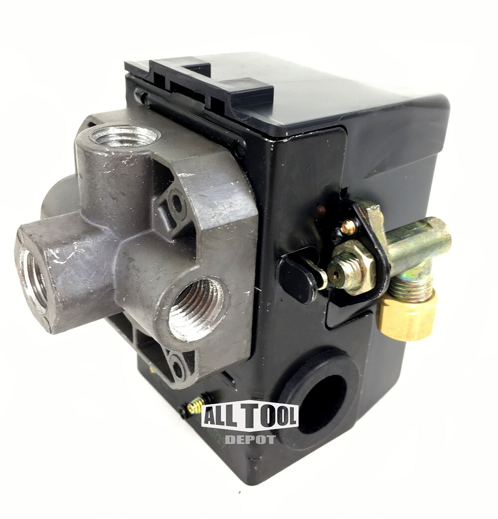 Air Compressor Pressure Switch 4 Ports w/Unloader 90 degree Angle 110 ...