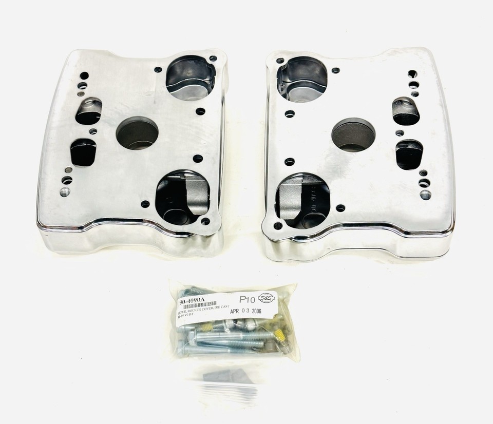 S&S CYCLE DIE CAST POLISHED ROCKER BOXES 84-99 EVO BIG TWIN V2 HARLEY ...