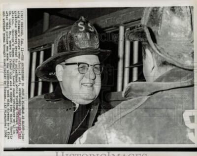 1966 Press Photo Archbishop John Patrick Cody Visits Chicago Fire ...