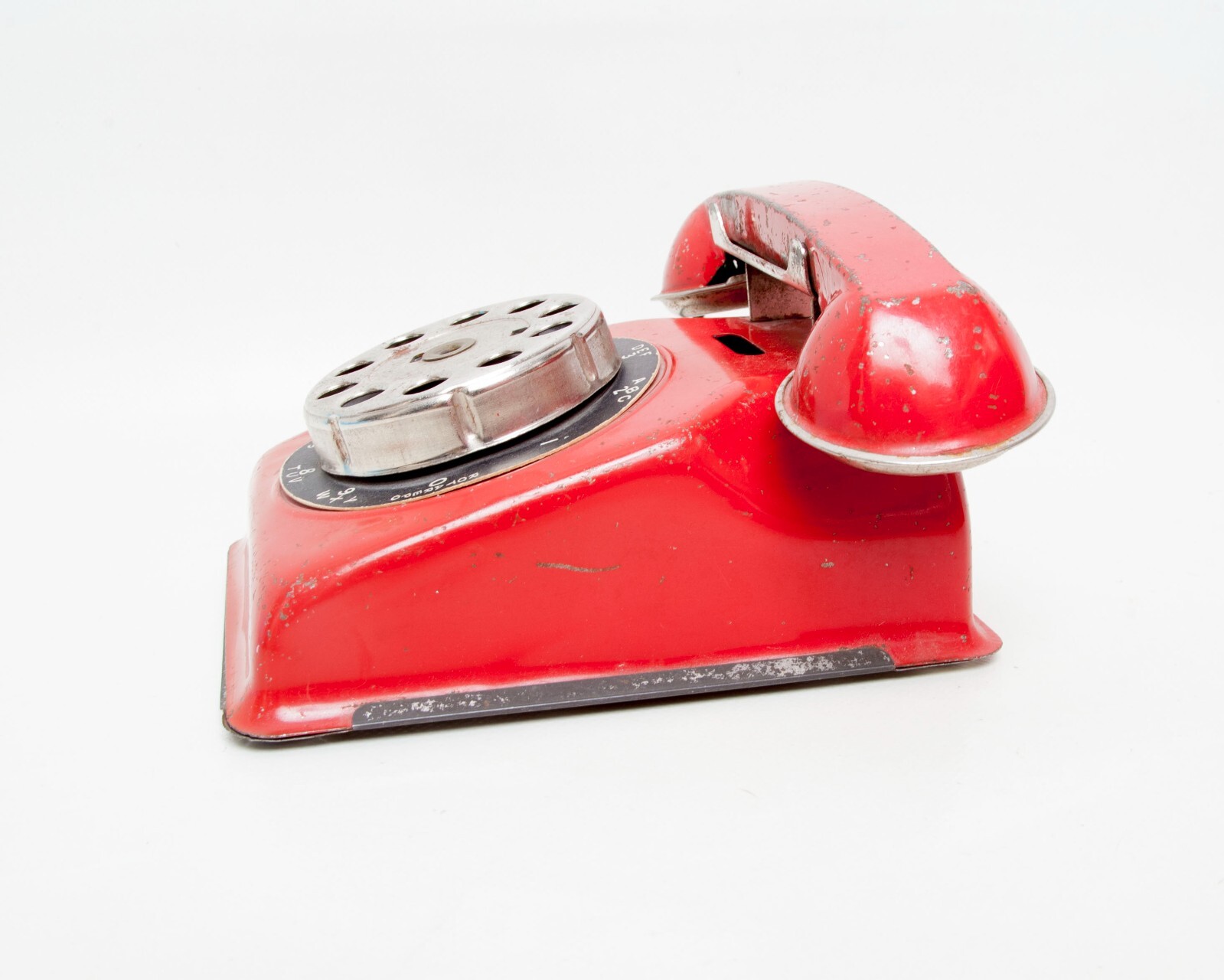 Vintage Tin Toy Phone - N.N. Hill Brass Co - Red Childs Phone - Spin ...