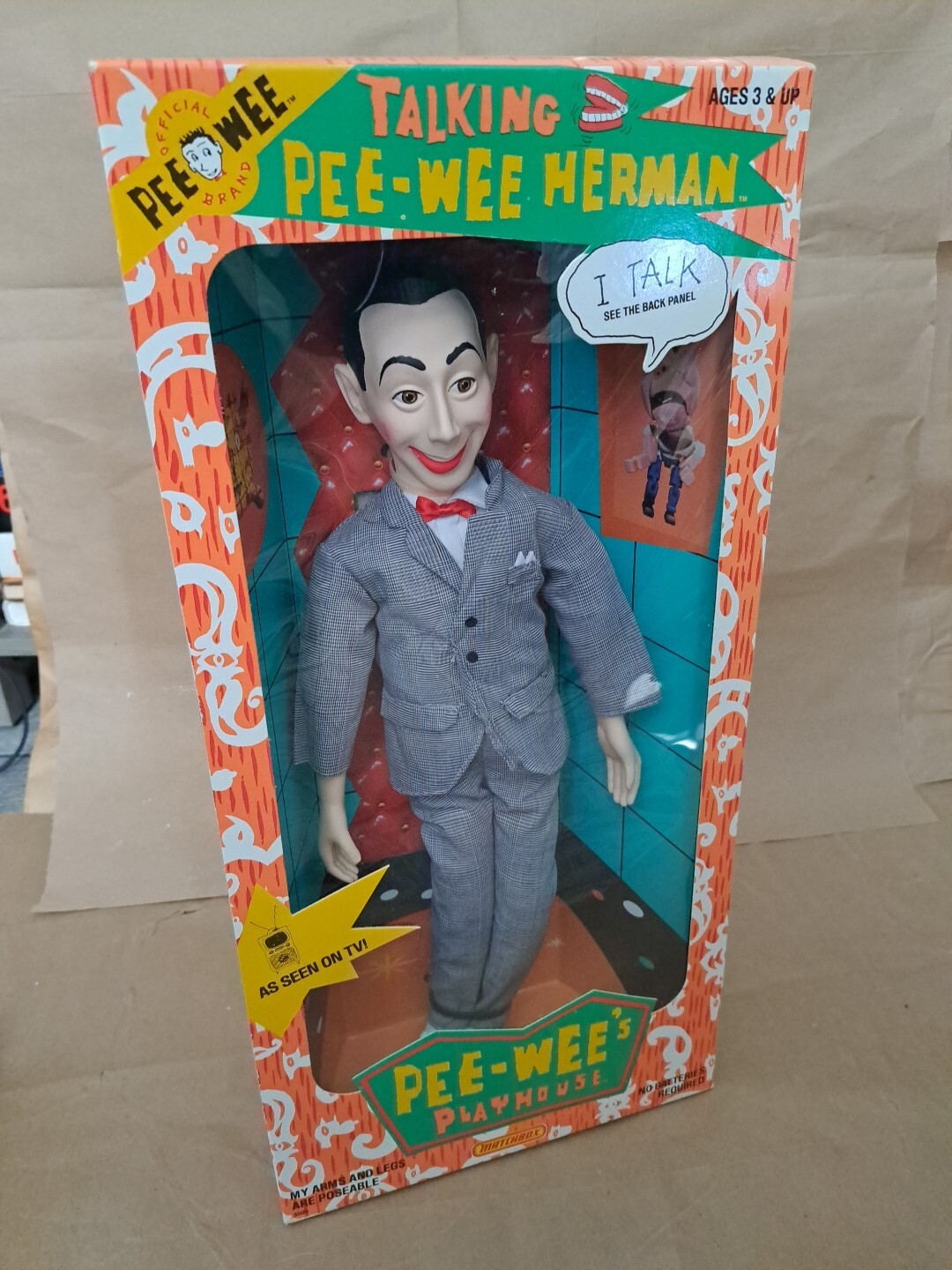 1987 PEE-WEE HERMAN 17' T ACTION FIGURE TALKING POSEABLE Arms & Legs ...