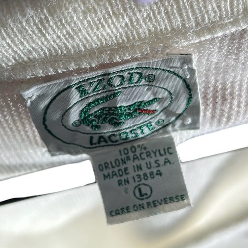 Men's Lacoste Mini Logo White V-Neck Sweater L | eBay