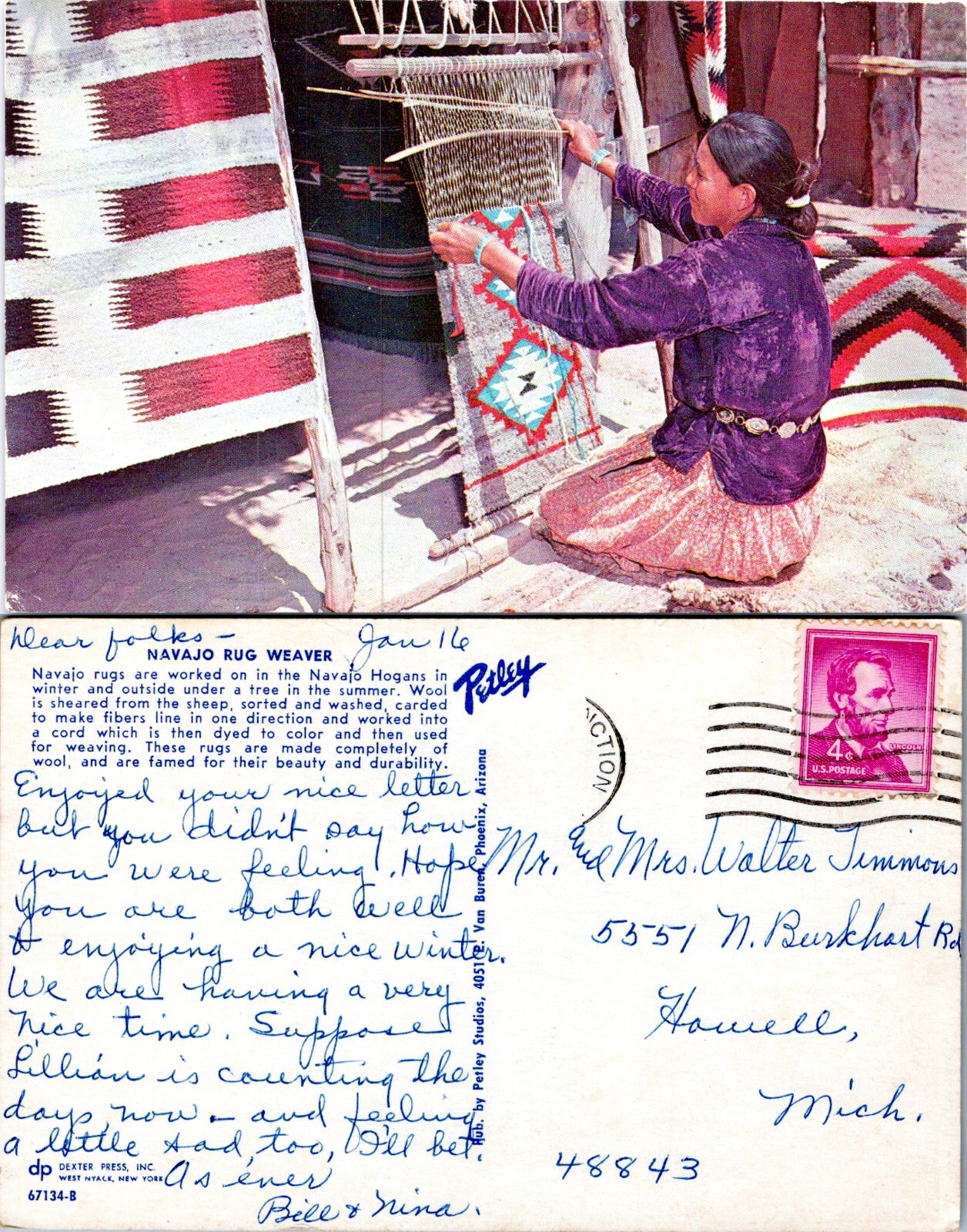 Navajo Native American Woman Weaves Rugs with Loom Posted VTG Postcard ...