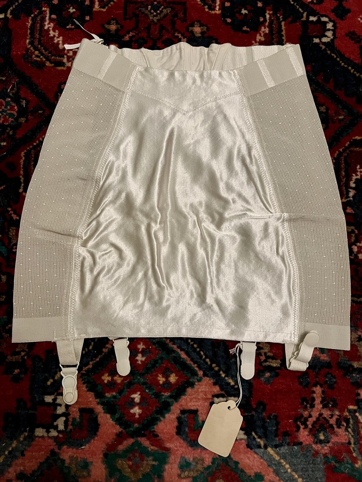 Vintage 1940’s White Satin Panel Open Bottom Girdle 4 Garter Clips NEW ...