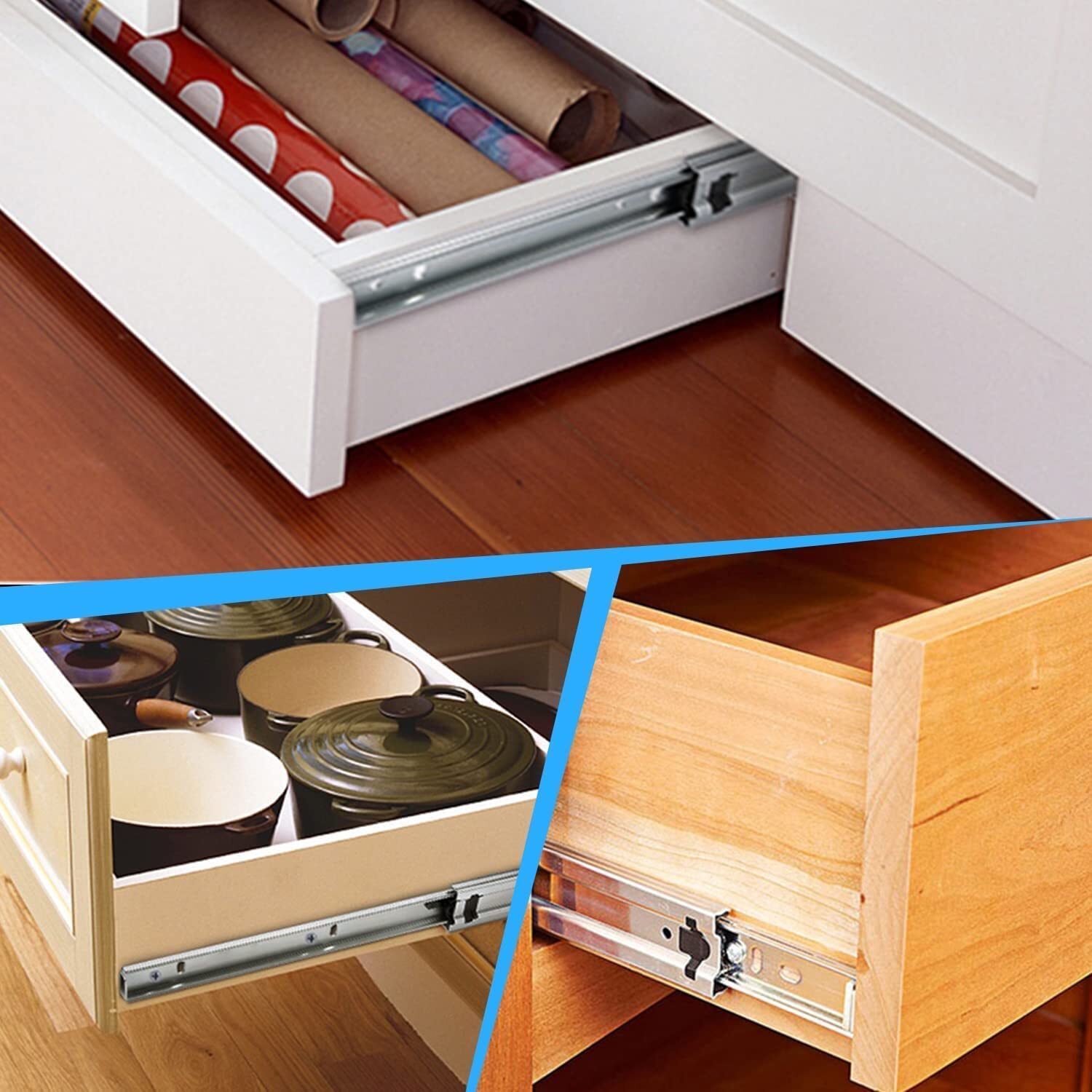 27mm BALL BEARING DRAWER RUNNERS/SLIDES Cabinet 250mm-500mm Partial ...