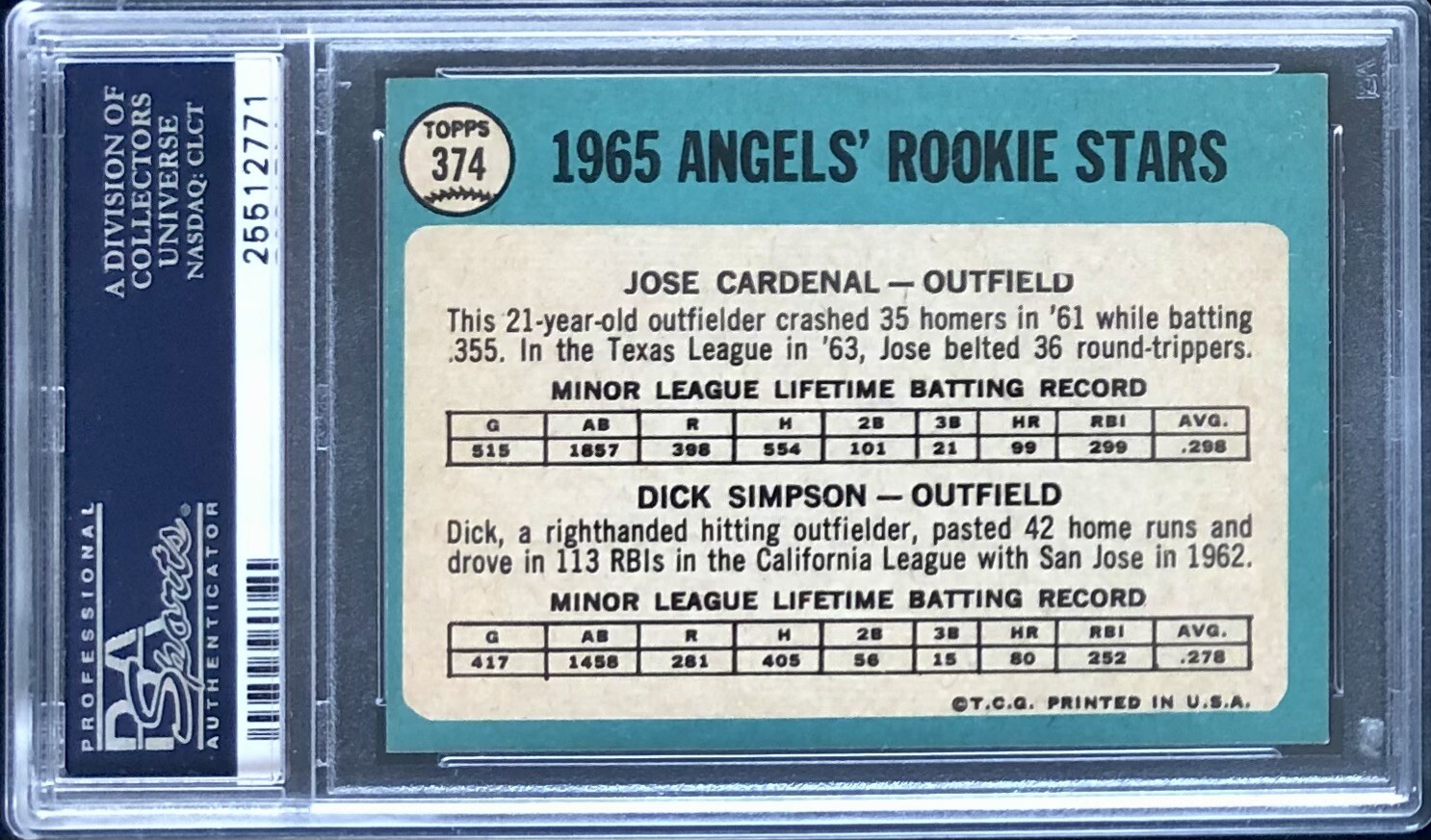 1965 Topps - 1965 Rookie Stars #374 Dick Simpson, Jose Cardenal (RC ...