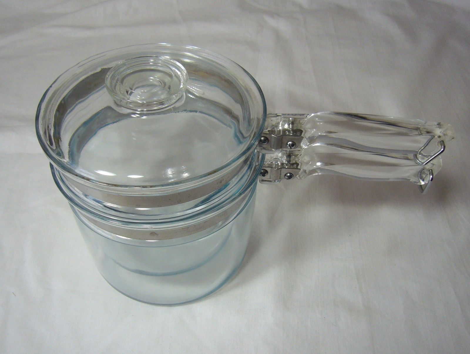 VTG Pyrex 3pc 1.5 Qt Double Boiler w Lid 6283 flameware glassware glass ...