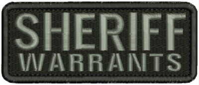 Sheriff Warrants embroidery patches 2x5 hook grey letters | eBay