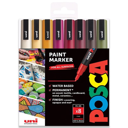Uni POSCA - PC-3M Art Paint Markers - Autumnal Set - set of 8 - In Gift ...