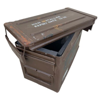 Ammo Tin A480 Large Army Metal Storage Box + Insert L 50 x W 25 x H 26. ...