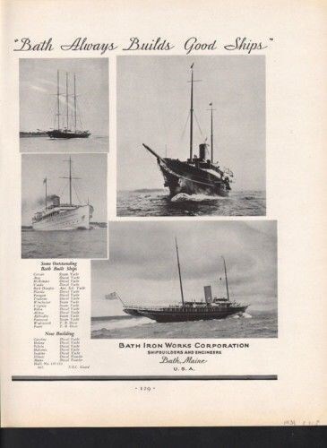 1931 BATH IRON WORK SHIP BUILD YACHT ENGINEER TRAWLER BOAT SAIL MAINE ...