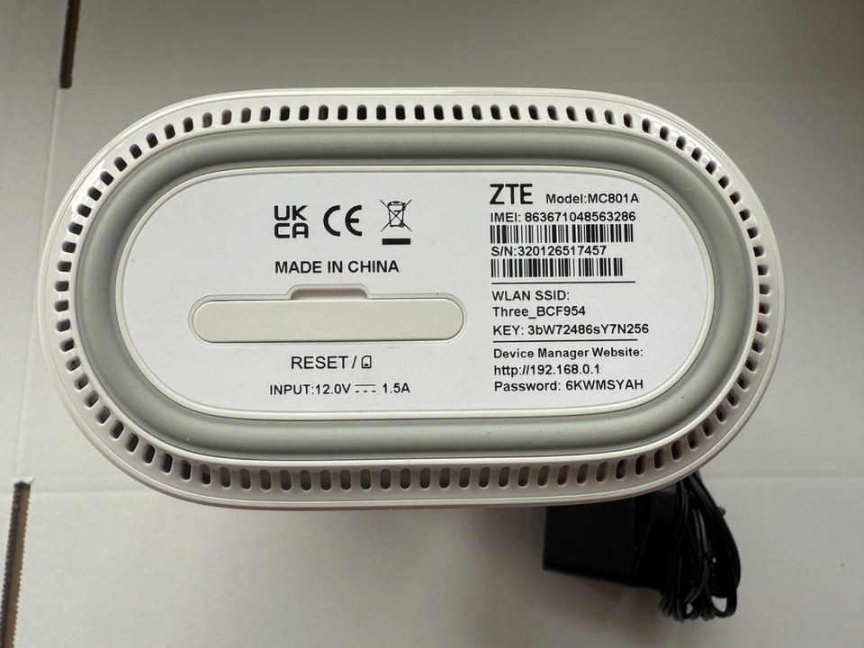 ZTE MC801A WIFI + 5G Mobile Broadband Home Router UNLOCKED - Good ...