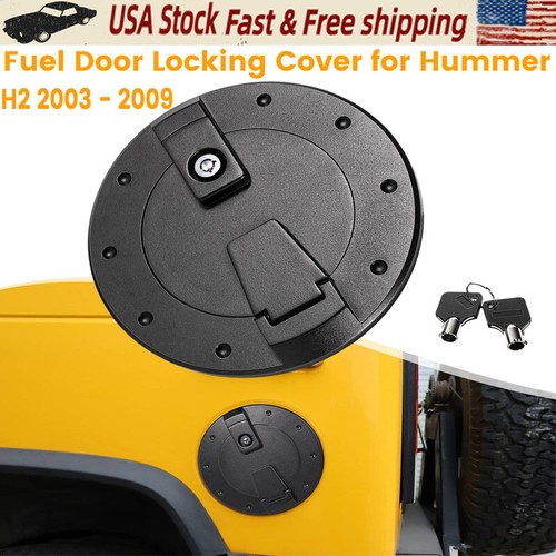 Chrome Fuel Door Locking Aluminum Gas Tank Cap Cover for Hummer H2 2003 ...